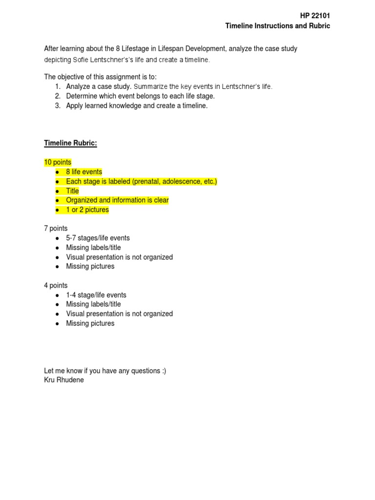 Timeline Instructions and Rubric | PDF