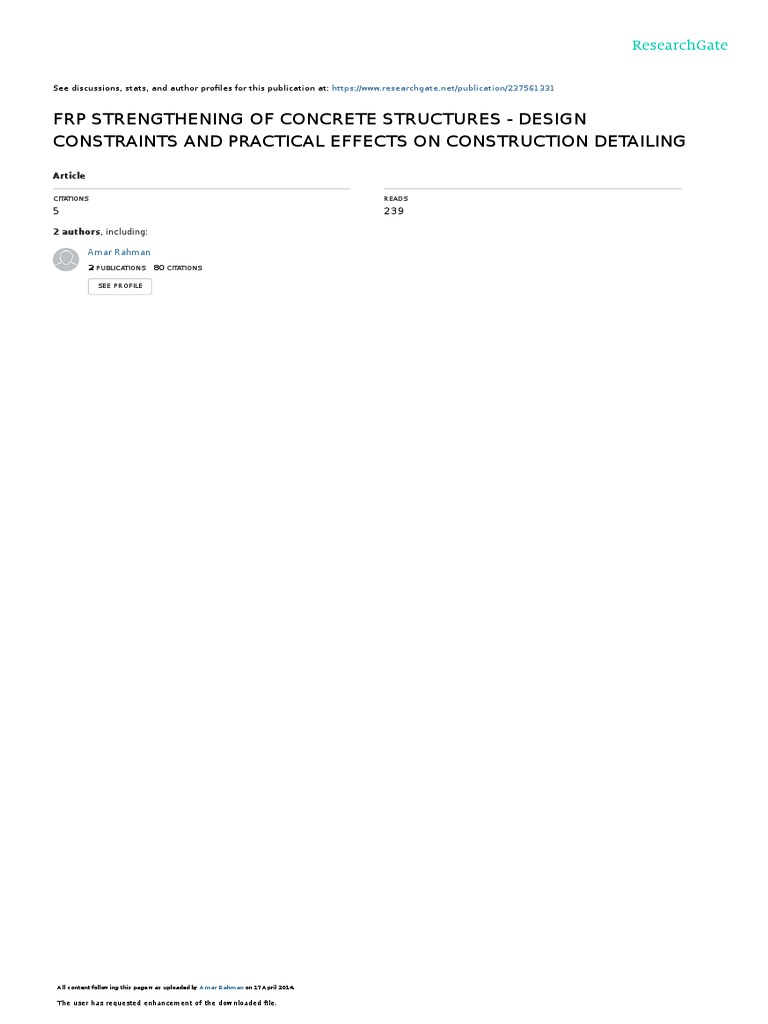 FRP Strengthening of Concrete Structures - Design | PDF | Fibre ...