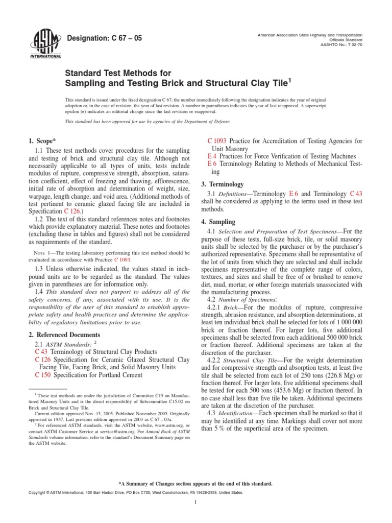 Astm C67 | PDF | Brick | Plaster