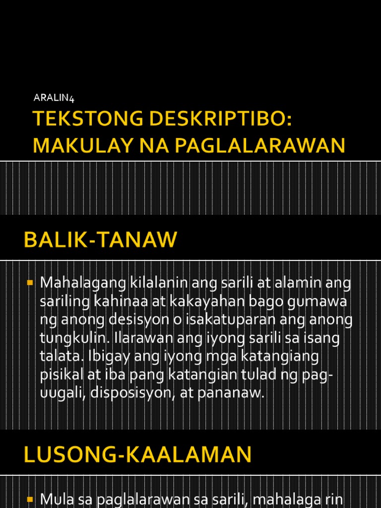 Aralin4 - TEKSTONG DESKRIPTIBO | PDF