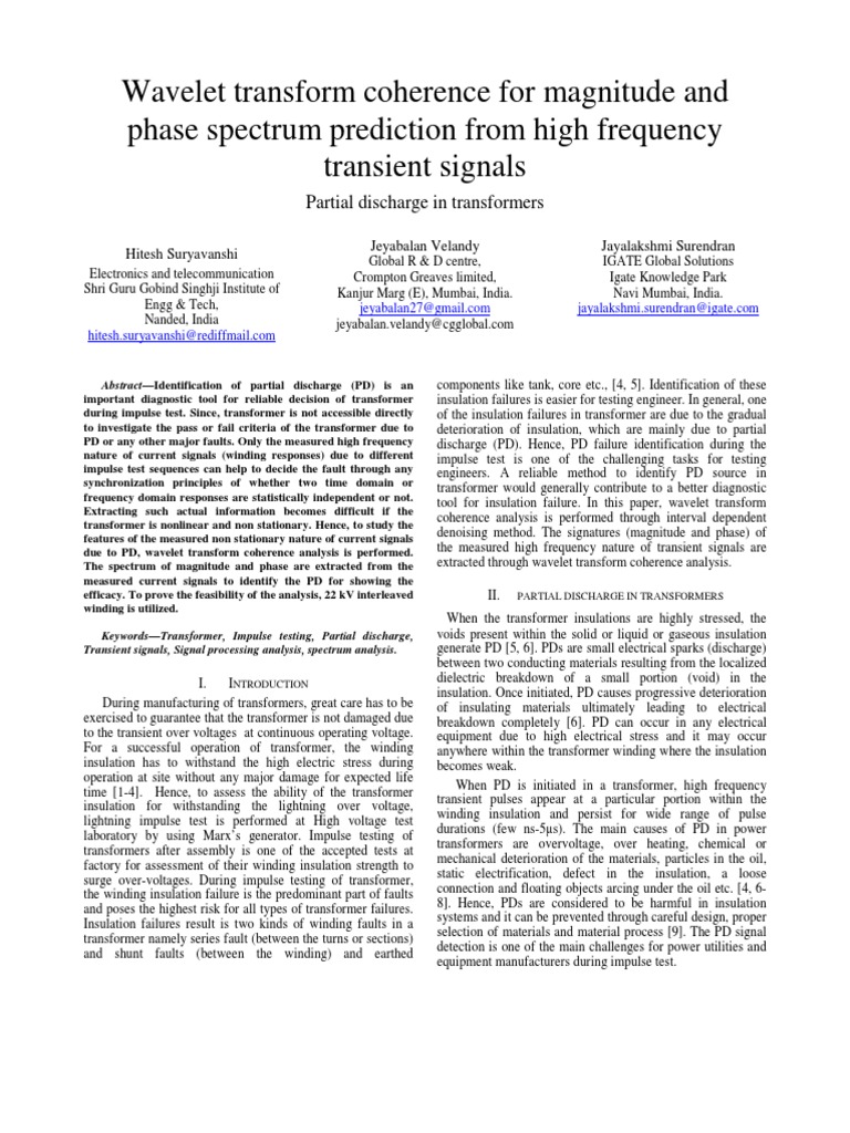 Wavelet Transform Coherence For Magnitude and Phase Spectrum Prediction ...