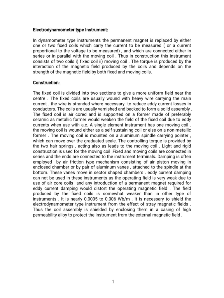 Electrodynamometer Type Instrument | PDF | Inductor | Inductance