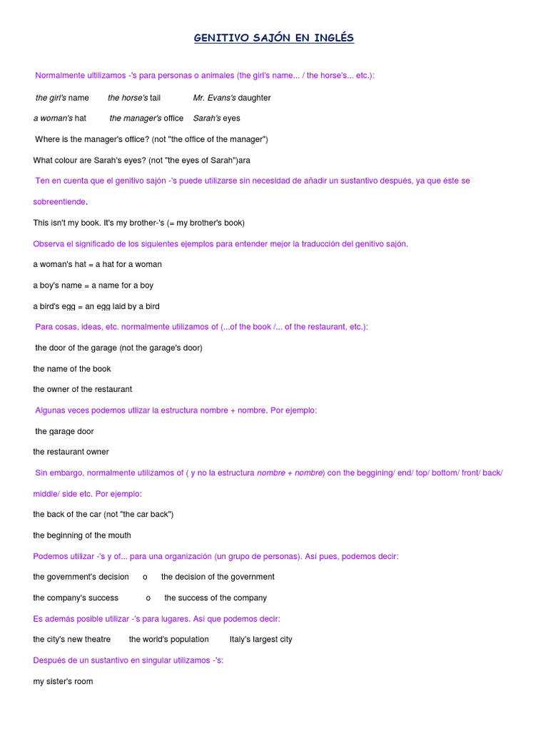 Genitivo Sajón en Inglés | PDF