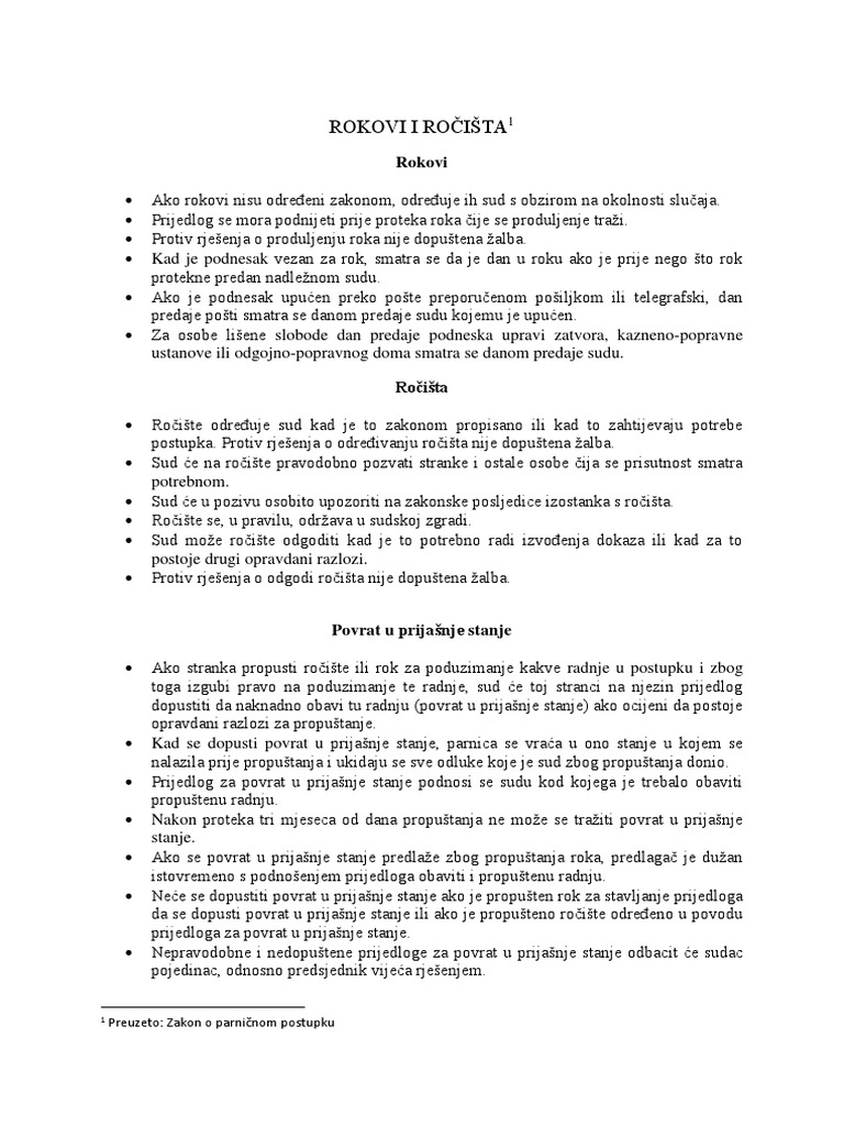 Rokovi I Ročišta | PDF