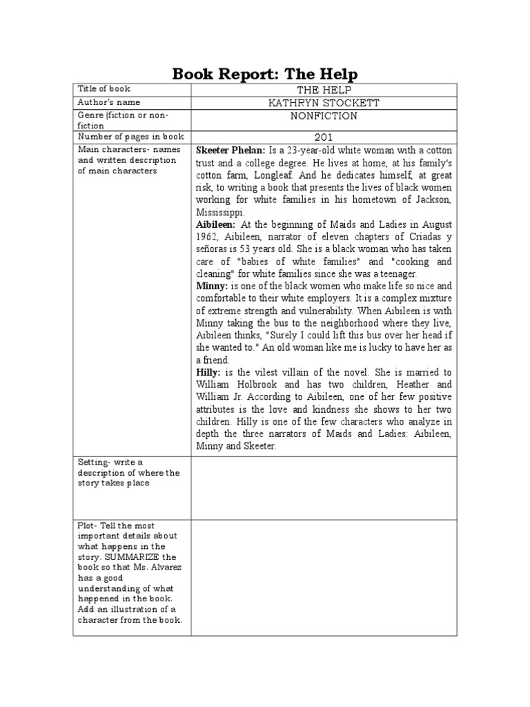 Book Report The Help 1 | PDF | Works | Books