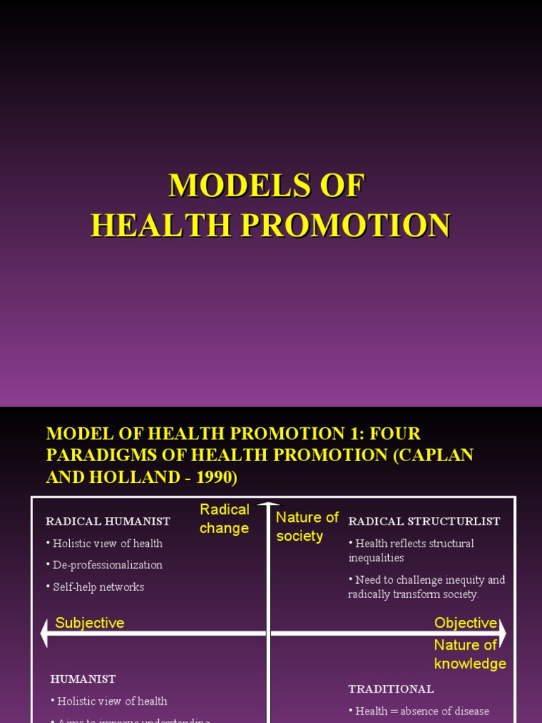 Health Promotion Models Overview | PDF | Health Promotion | Preventive ...