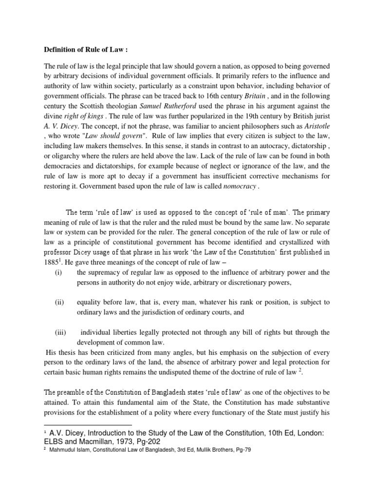 Definition of Rule of Law | PDF | Rule Of Law | Constitution
