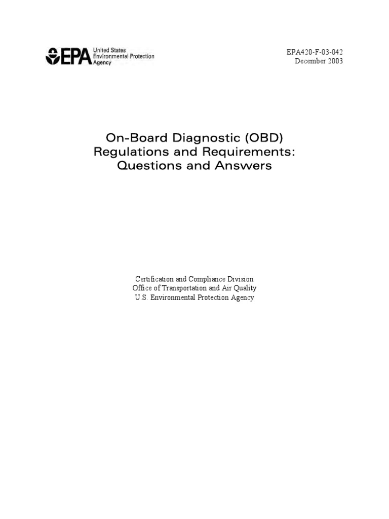 On Board Diagnostic-OBD | PDF | Diesel Engine | Vehicle Technology