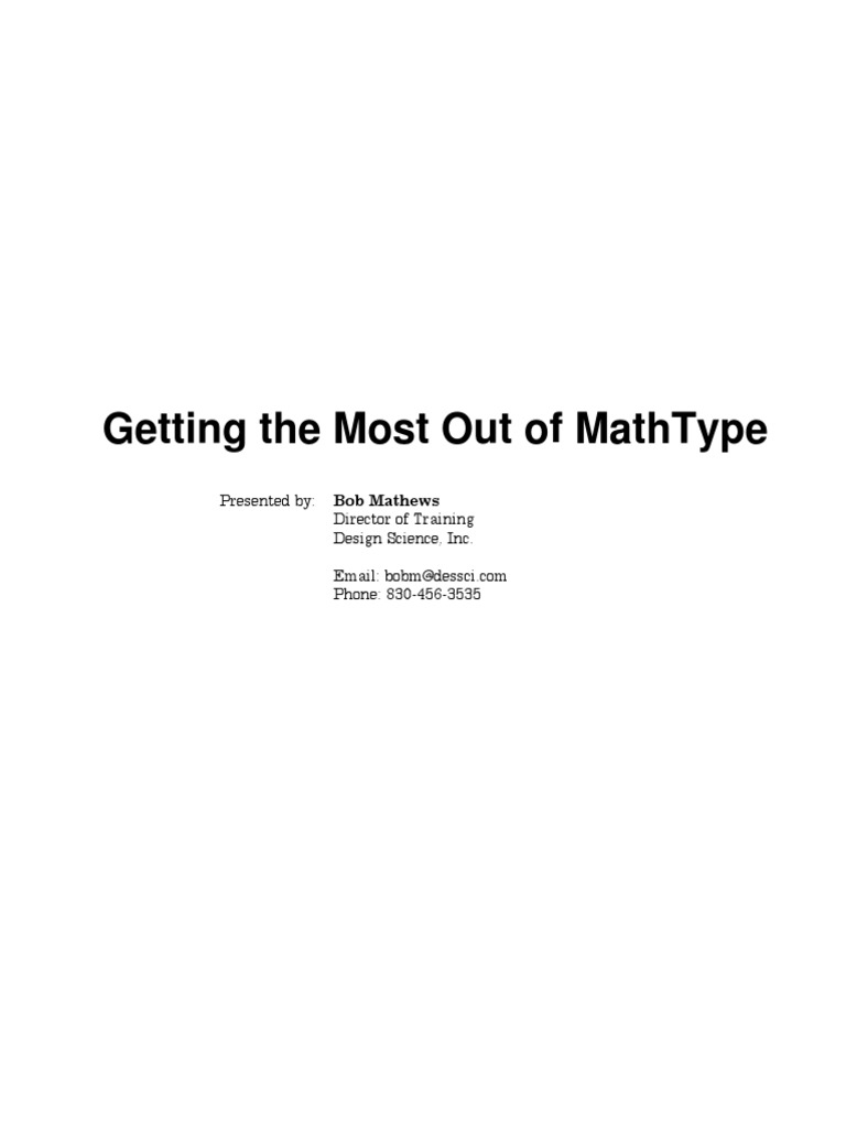 MathType Training Handout | PDF | Matrix (Mathematics) | Multiple Choice