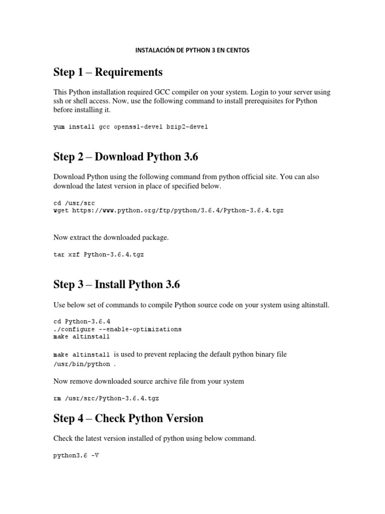 Instalacion de Python 3 en Centos | PDF
