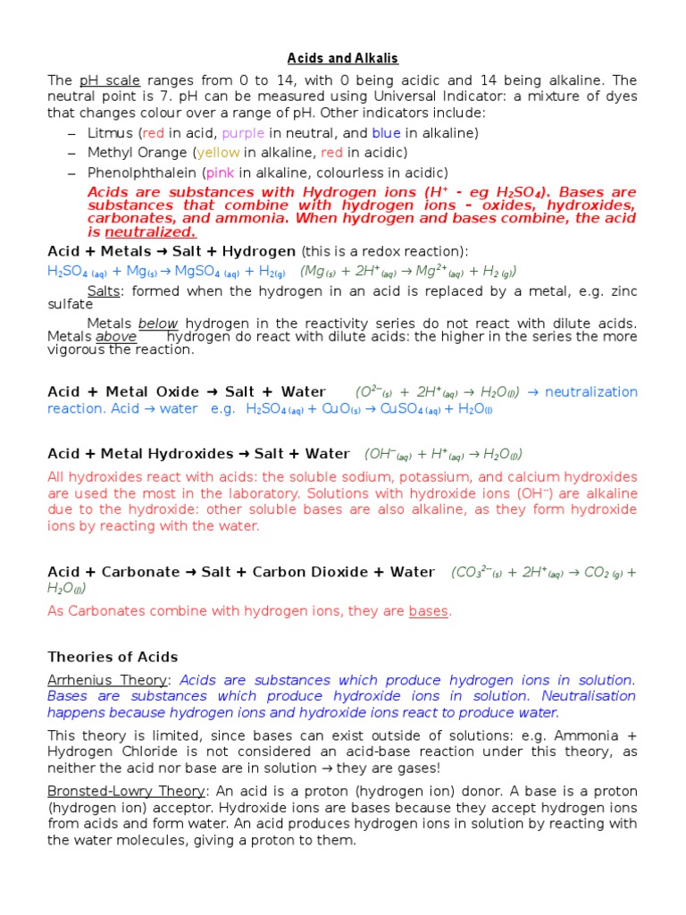 ChemistryNotes Acid | PDF | Hydroxide | Acid