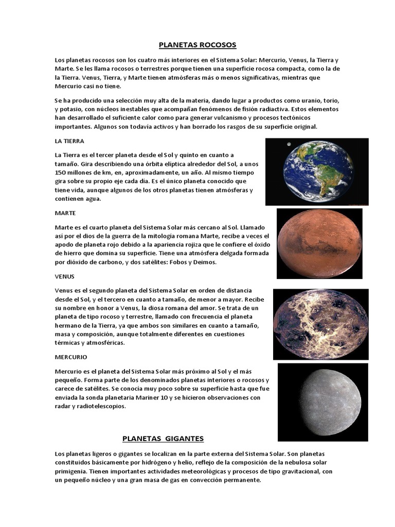 Planetas Rocosos | PDF | Planetas | Júpiter