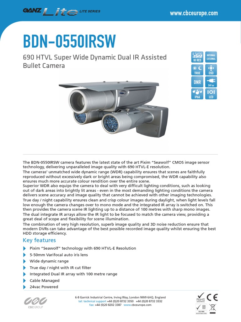 BDN-0550IRSW: 690 HTVL Super Wide Dynamic Dual IR Assisted Bullet ...