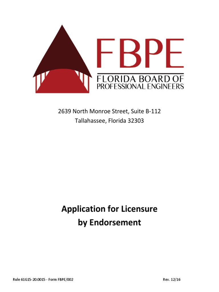 FBPE Endorsement Application Guide | PDF | Academic Degree | Engineering