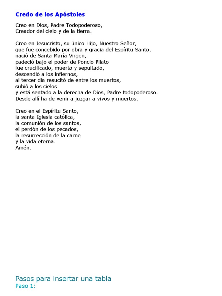 Credo de Los Apóstoles | PDF | Microsoft Word | Dios en el cristianismo