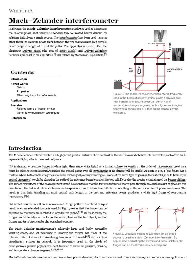 Mach-Zehnder Interferometer - Wikipedia | PDF | Interferometry ...