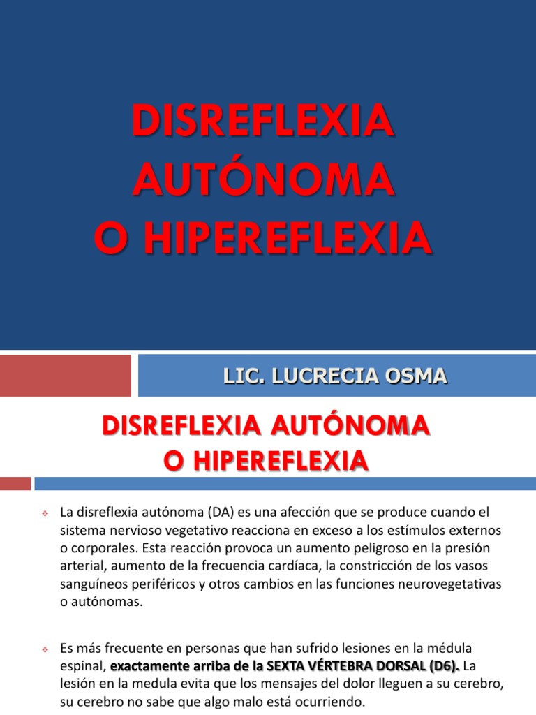 Disreflexia Autonoma | PDF | Corazón | Sistema nervioso