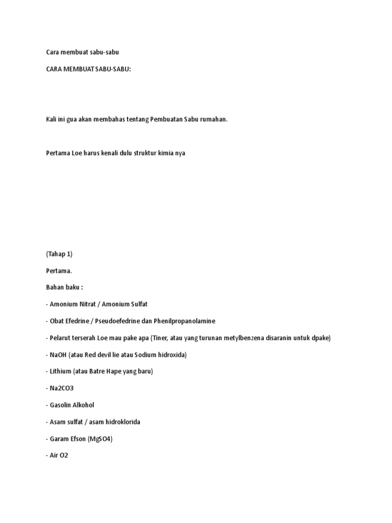 Cara Membuat Sabu | PDF