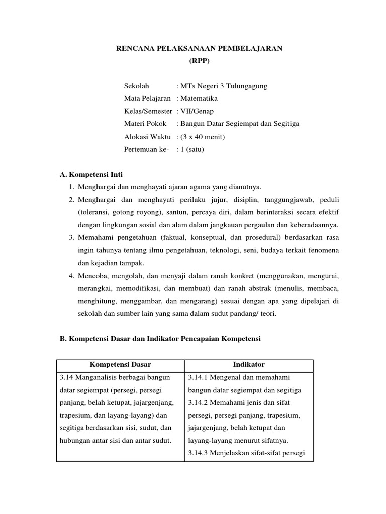 RPP NHT 1 Pertemuan | PDF