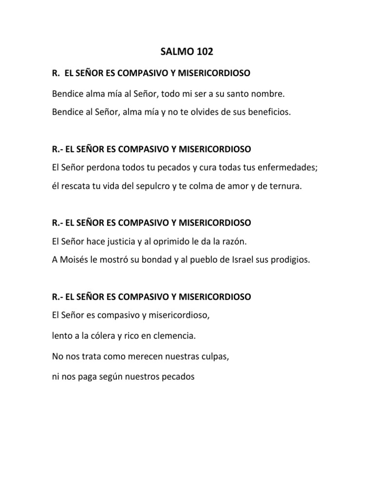 Salmo 102 | PDF | Textos Religiosos | Religión y creencia