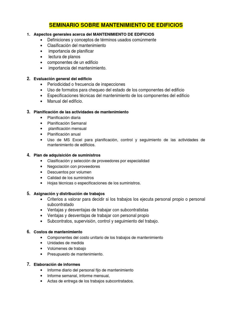 Mantenimiento de Edificios | PDF