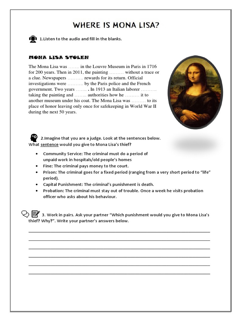 Activity Sheet Mona Lisa Stolen | PDF
