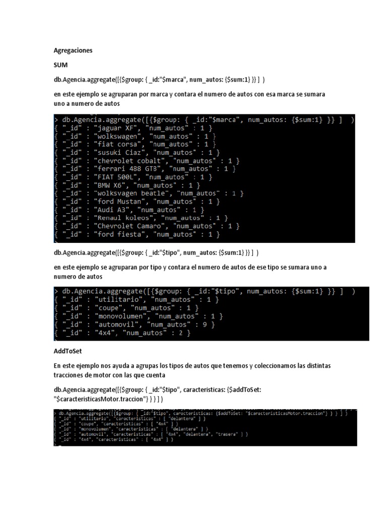 Agregaciones MONGODB | PDF | Mongo Db | Informática y tecnología de la ... Agregaciones MONGODB | PDF | Mongo Db | Informática y tecnología de la ...