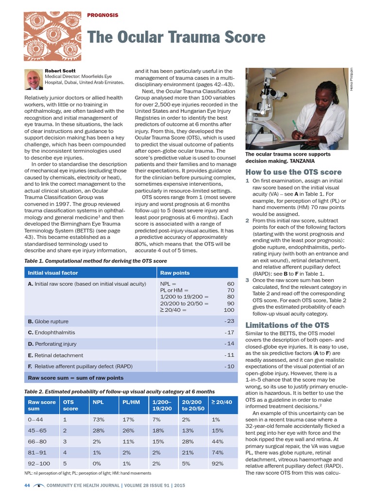 The Ocular Trauma Score: Robert Scott | PDF | Human Eye | Ophthalmology