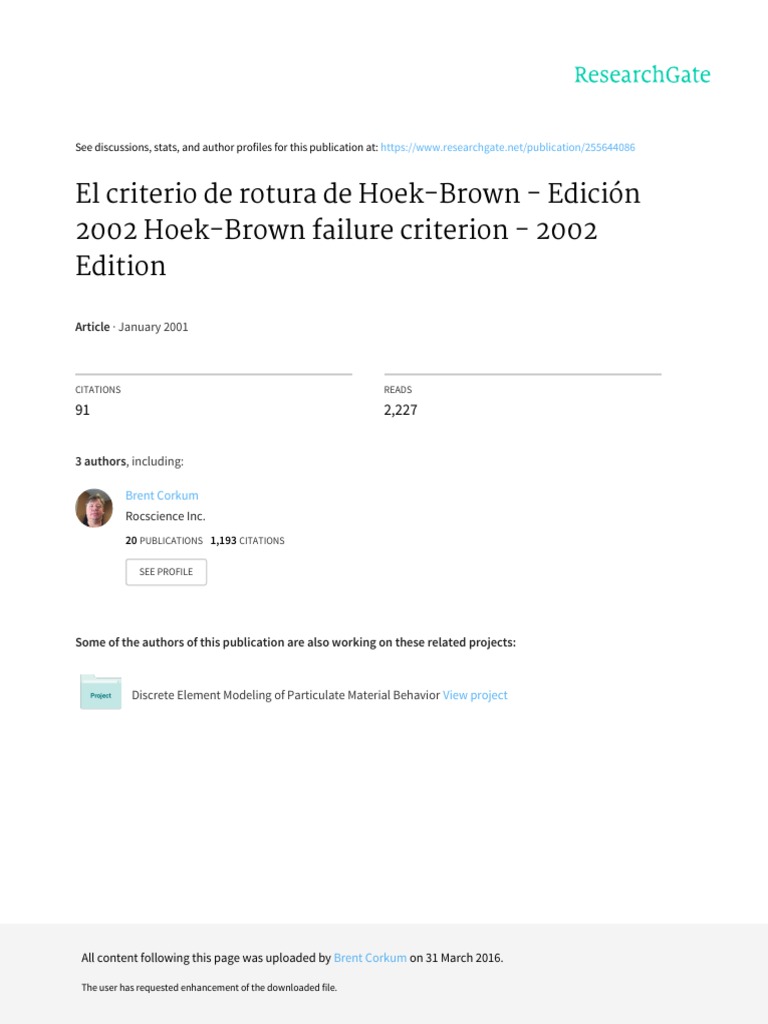 Criterio de rotura de Hoek-Brown 2002 | PDF | Ecuaciones | Túnel