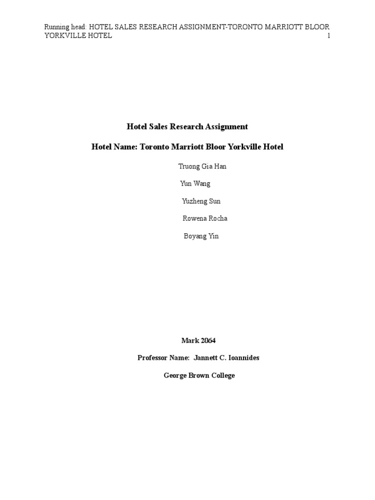 Marriott Report | PDF | Hotel | Sales