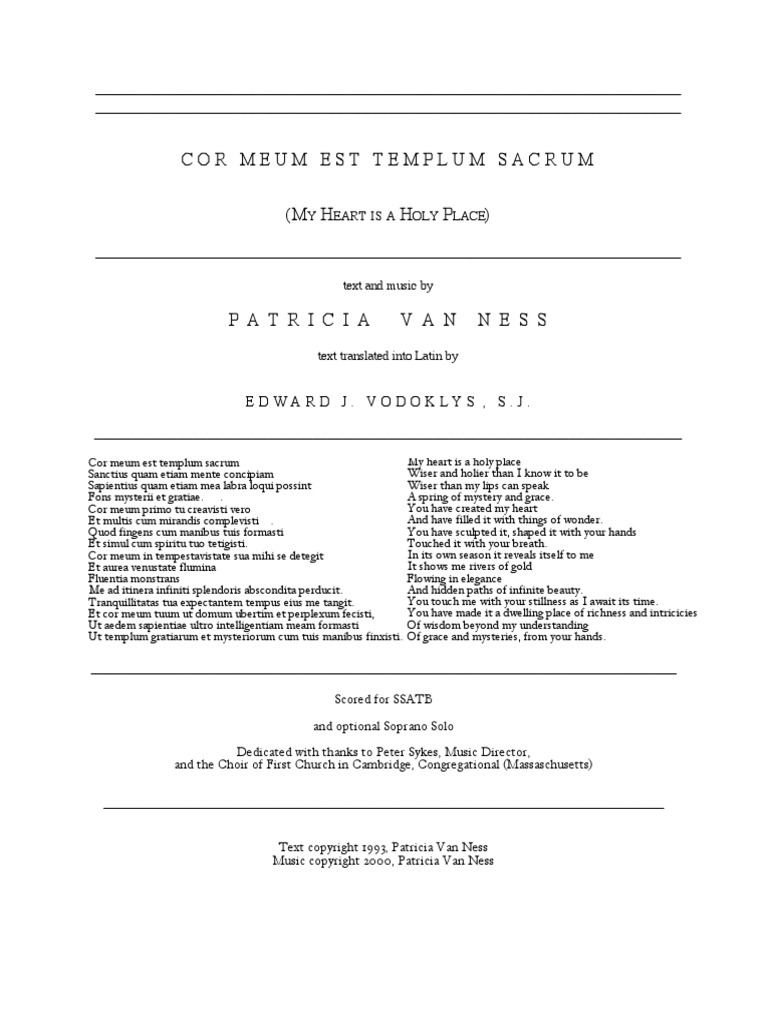 Cor Meum Est Templum Sacrum | PDF | Human Throat | Music Performance