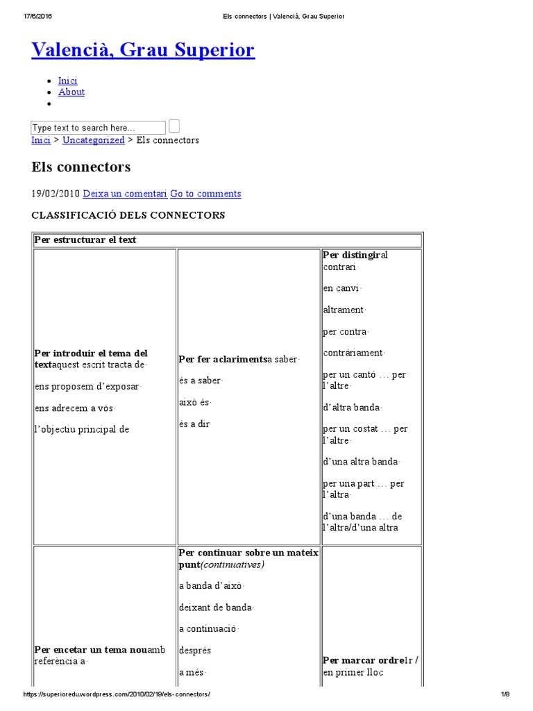 Els Connectors - Valencià, Grau Superior | PDF