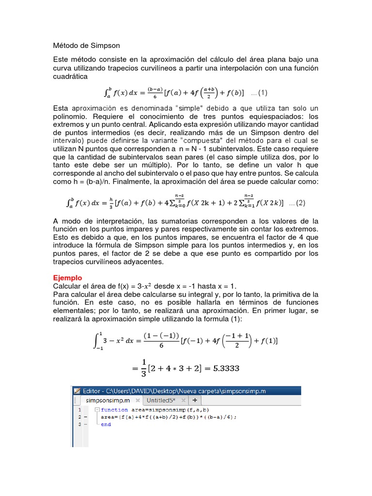 Método de Simpson | PDF | Integral | Conceptos matemáticos
