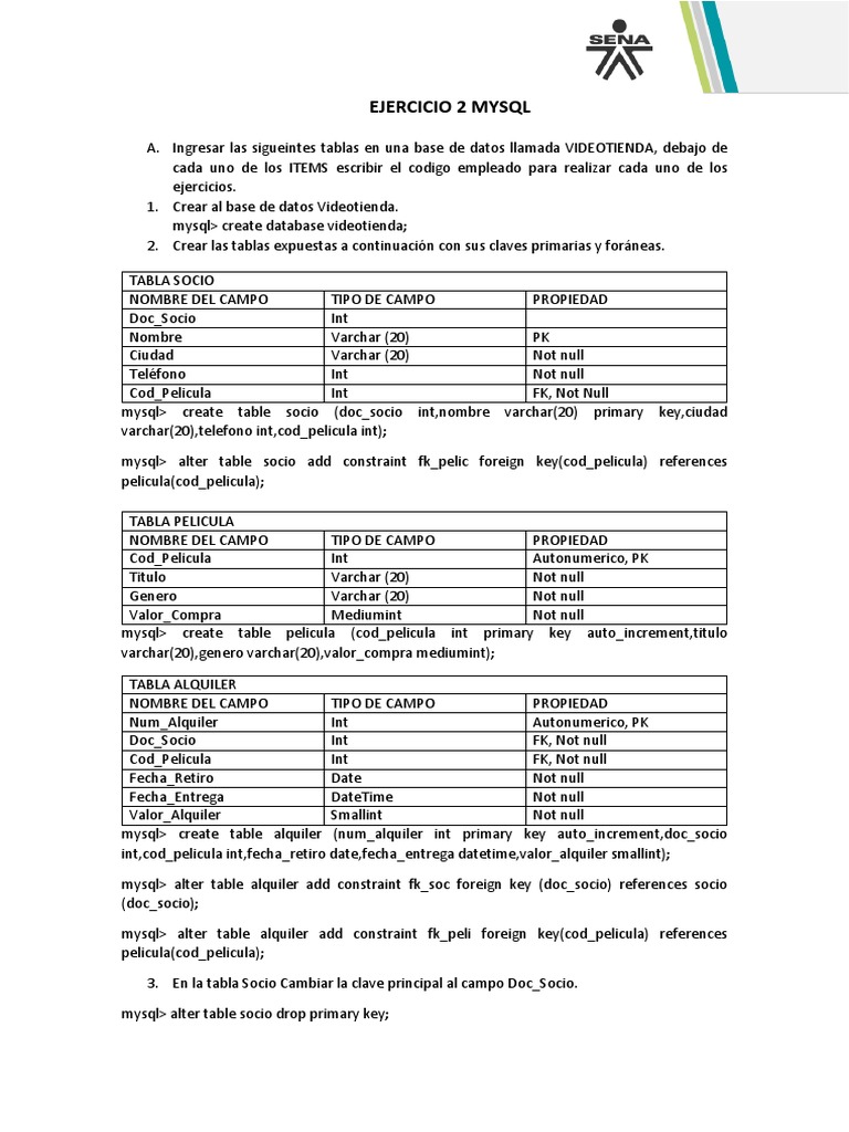Ejercicio Mysql Consultas | PDF | Datos de computadora | Datos