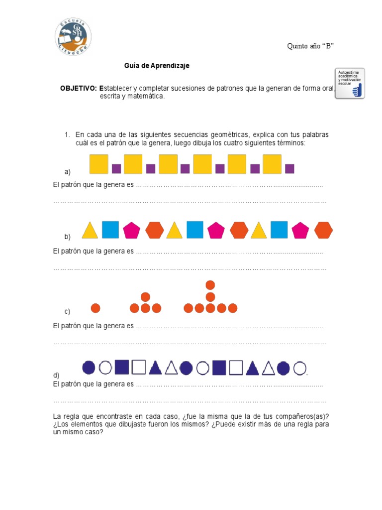 Guia Patrones y Secuencias | PDF | Secuencia | Enseñanza de matemática