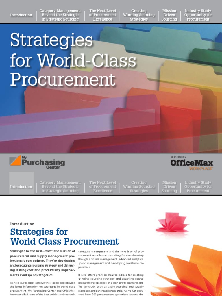 Strategies For World-Class Procurement: Workplace | PDF | Procurement | Supply Chain