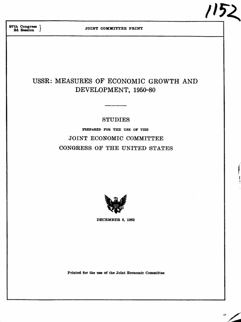 USSR - Measures of Economic Growth and Development 1950-1980 (1152 ...