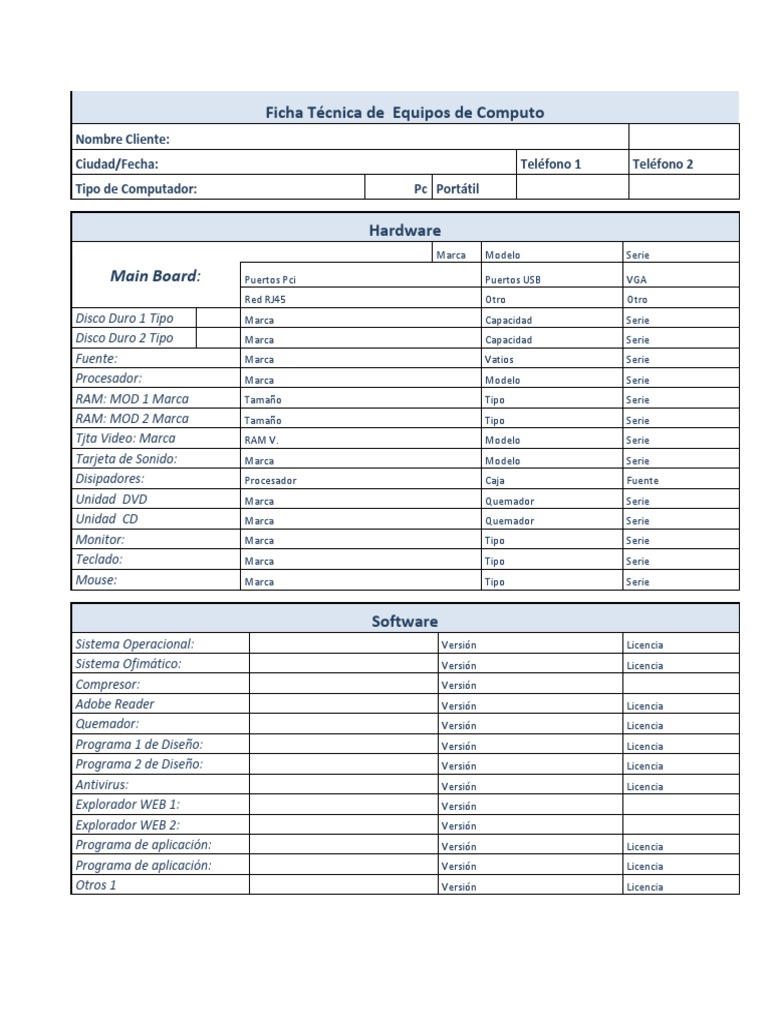 Ficha Técnica de Equipos de Computo | PDF | Programa de computadora | Programación