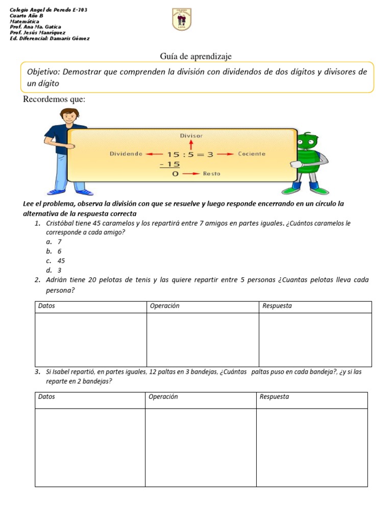 Guia Divisiones Resolucion de Problemas | PDF