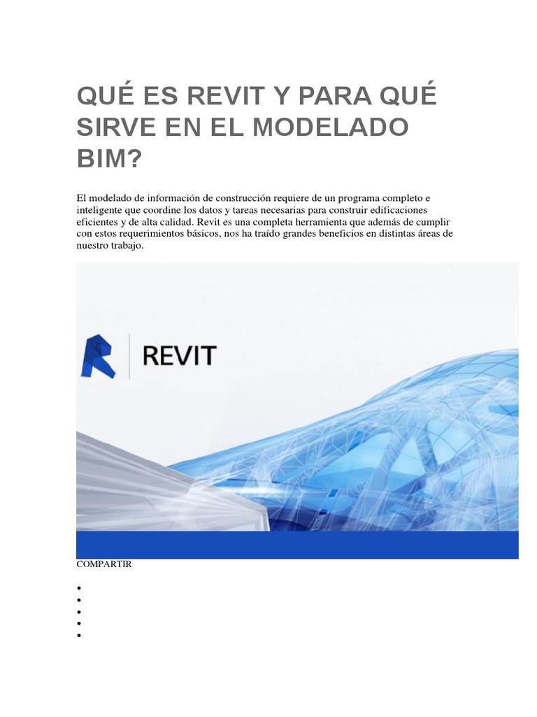 Qué Es Revit y para Qué Sirve en El Modelado Bim | PDF | Autodesk Revit ...