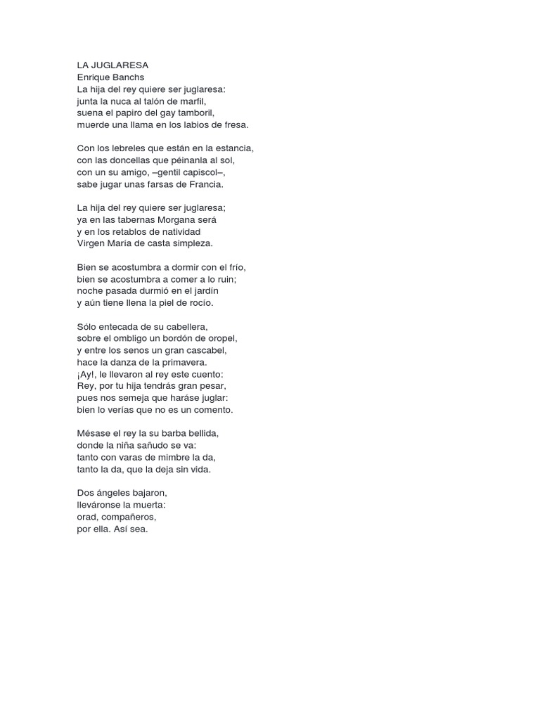 La juglaresa de Enrique Banchs | PDF