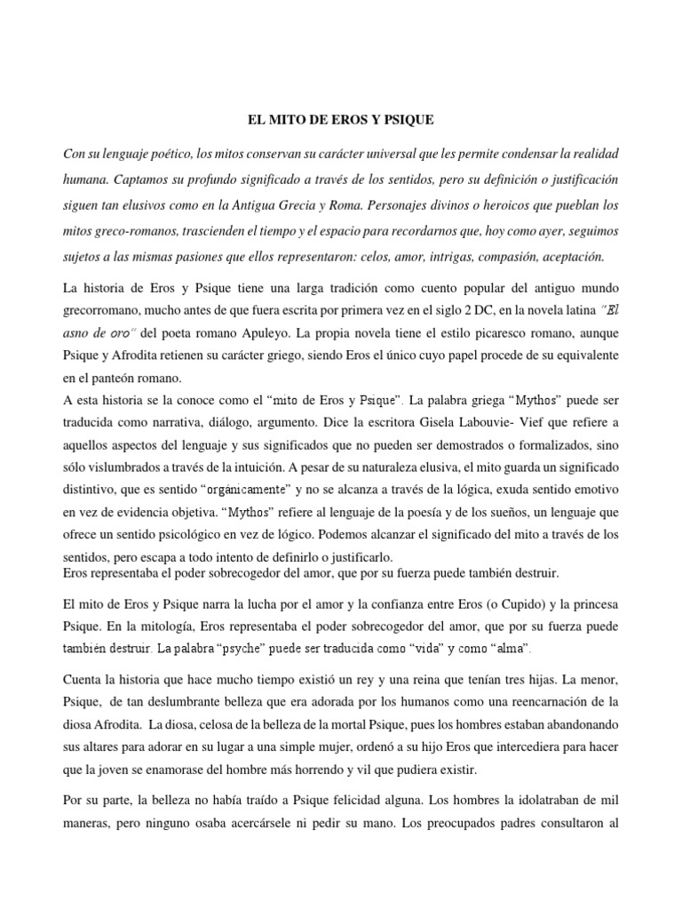 El Mito de Eros y Psique | PDF | Eros | Afrodita