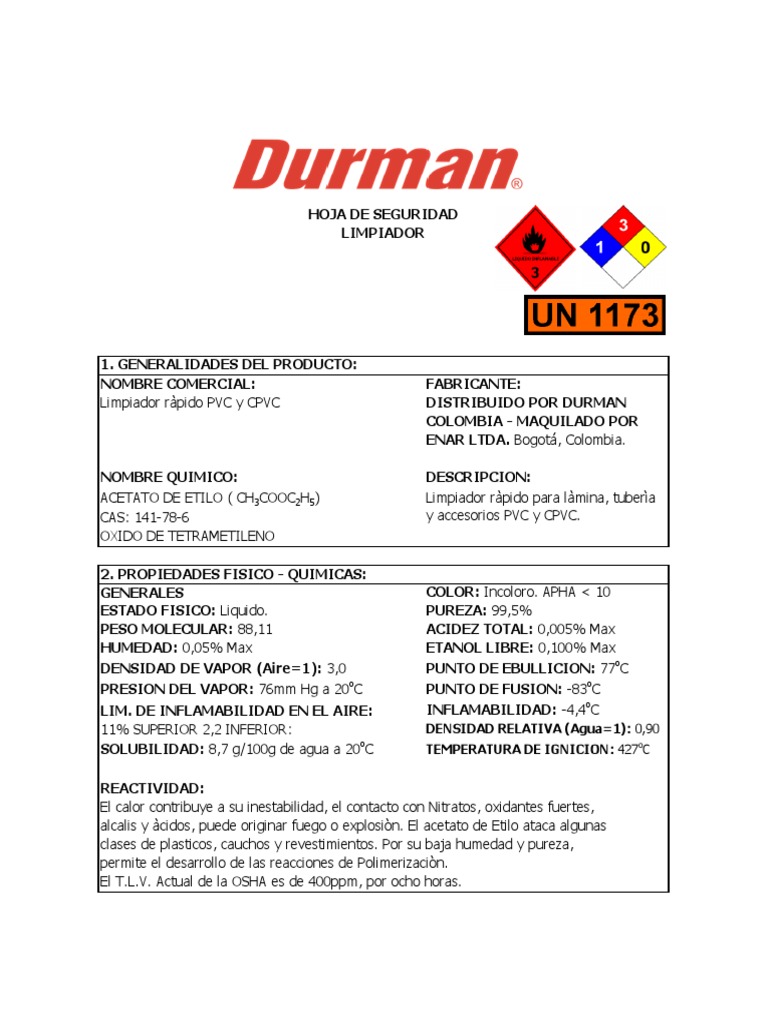 Hoja de Seguridad Limpiador Durman (2)