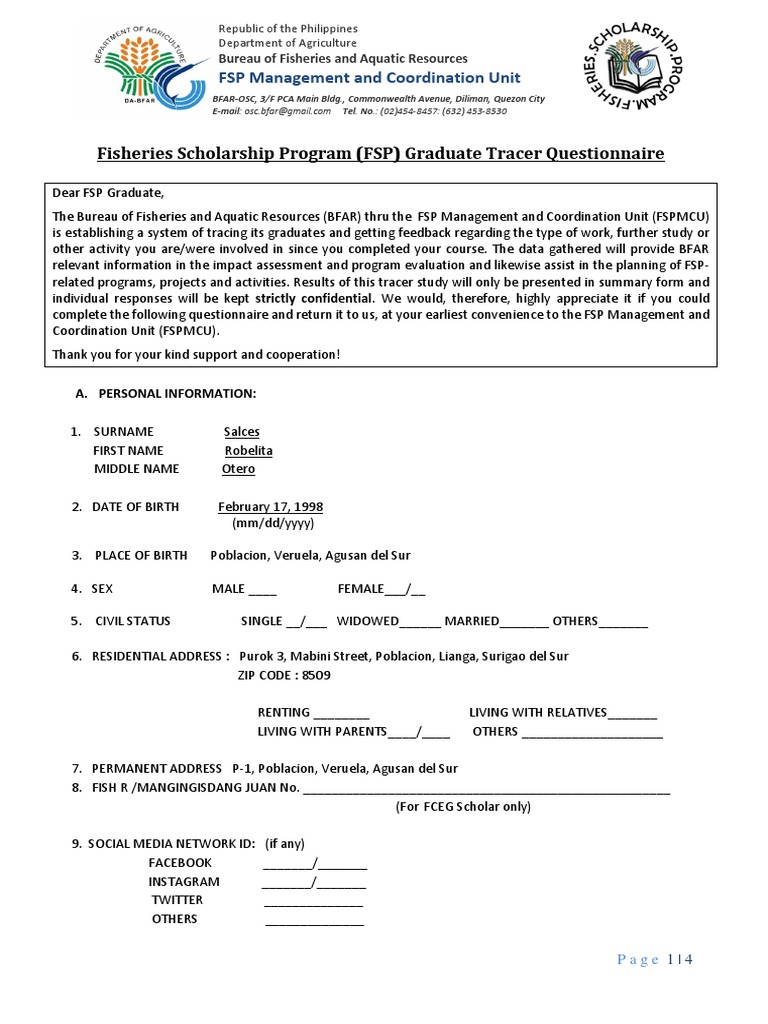 FSP Graduate Tracer Survey | PDF | Postgraduate Education | Academia