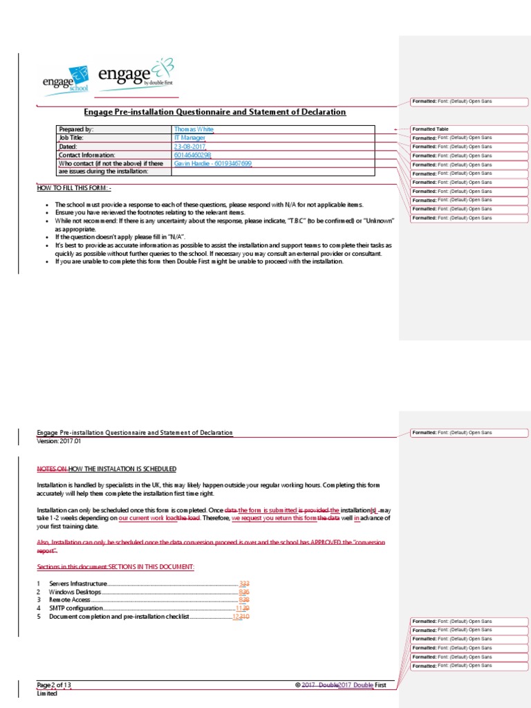 Engage Pre Form | PDF | Default (Computer Science) | Microsoft Windows