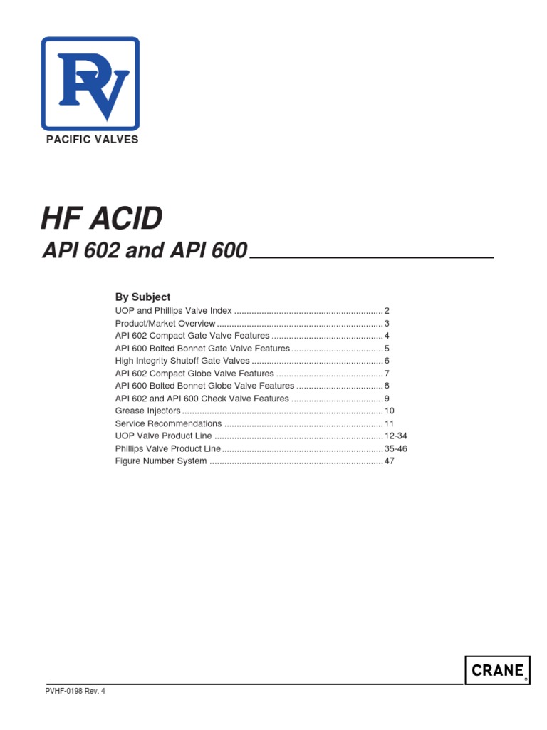 HF Acid: API 602 and API 600 | PDF | Valve | Pipe (Fluid Conveyance)