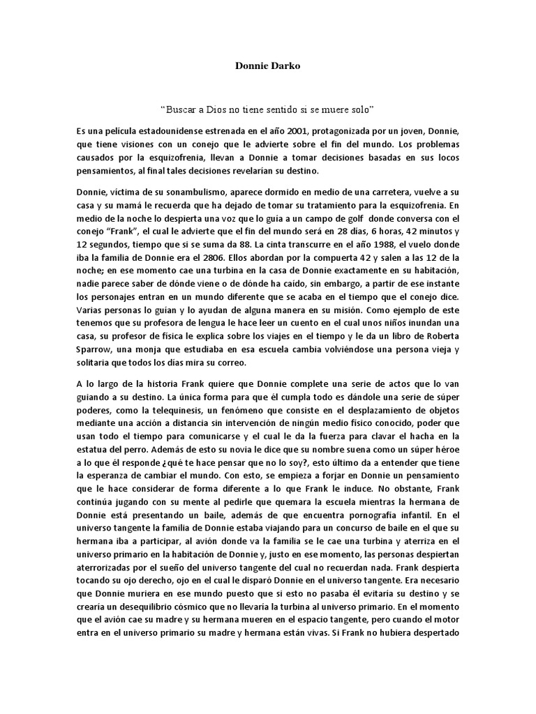 Donnie Darko | PDF | Ocio