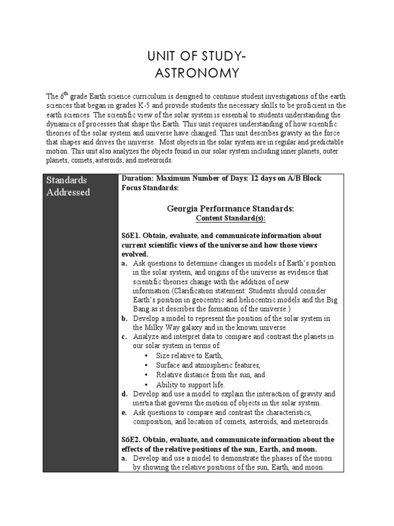 Vertical Alignment - 6th Grade Astronomy | PDF | Sun | Universe