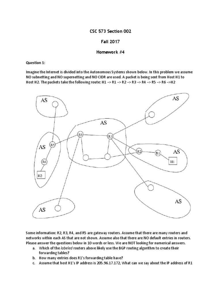 HW4 Fall 2017 Solutions | PDF | Routing | Internet Architecture