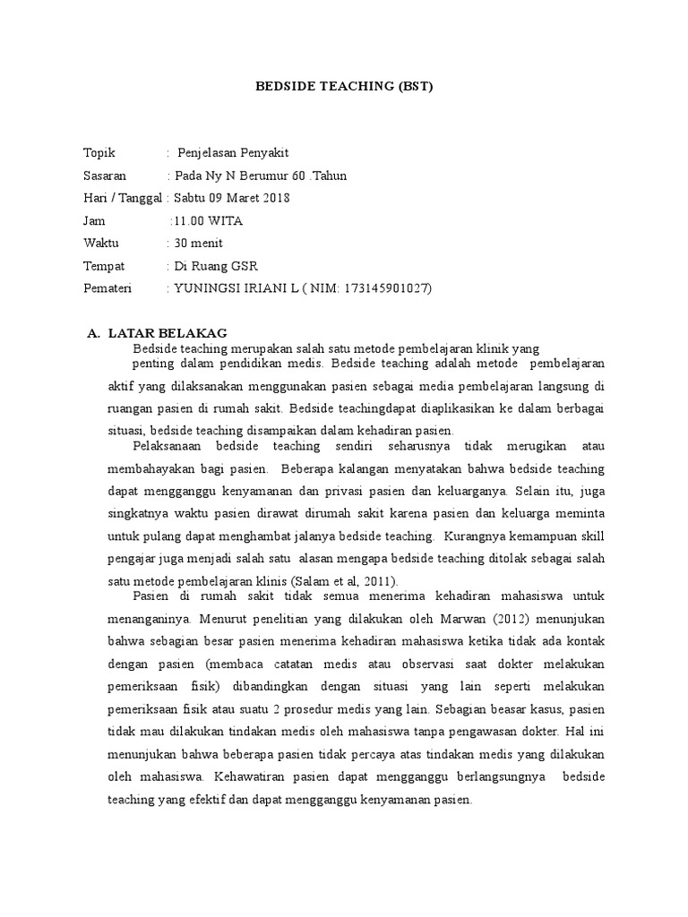 Metode Bedside Teaching dalam Keperawatan | PDF